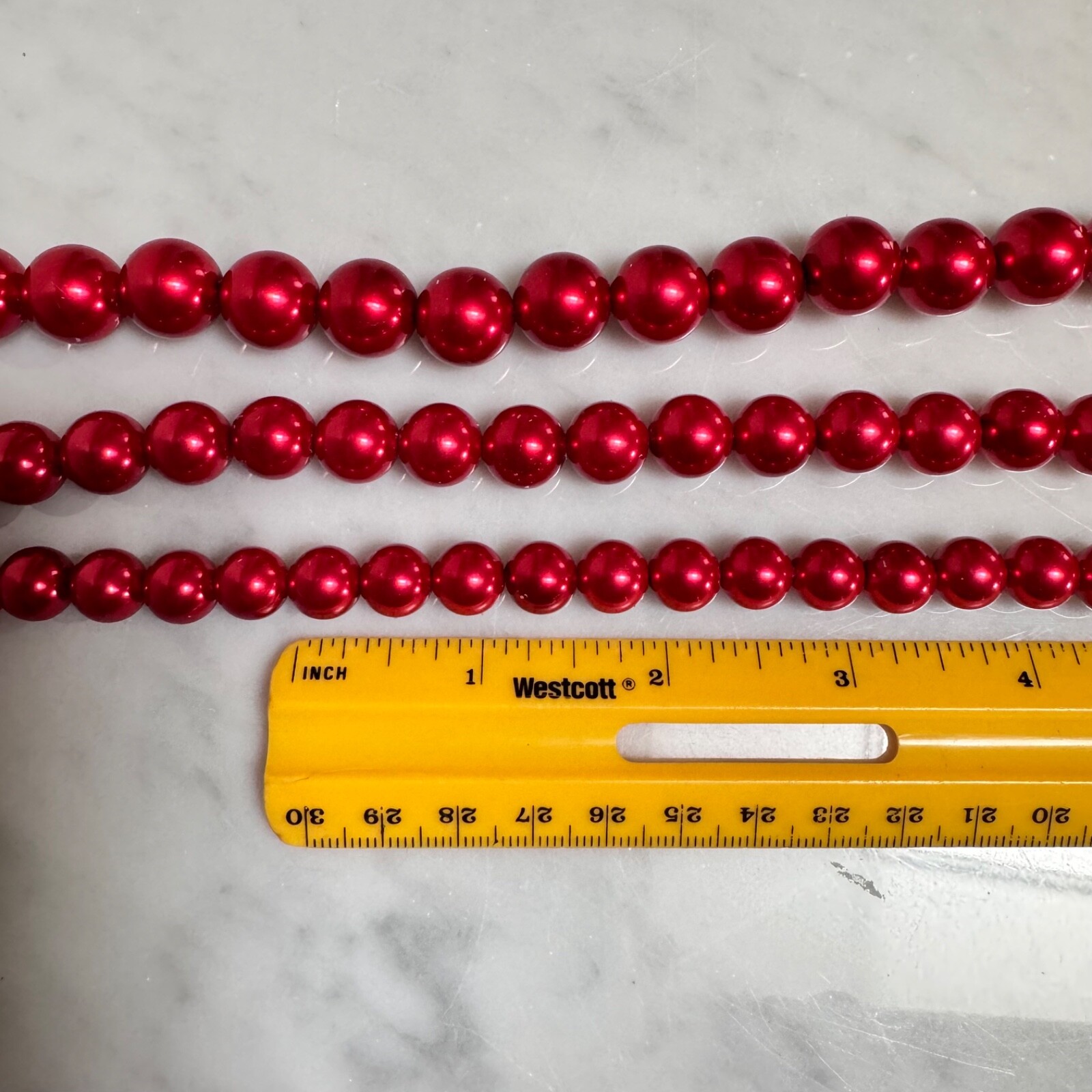 Vintage Beautiful Round Red Beads Multi-Strand Necklace Hook Closure 10 ...