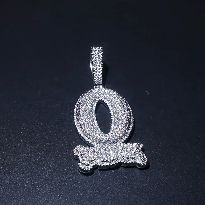 Hip Hop Pendant Chain Necklace O BLOCK Iced Out 5A+ CZ 18K Gold Silver ...