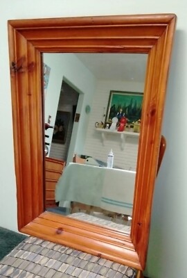 Antique Hand Made Pine Framed Mirror | eBay