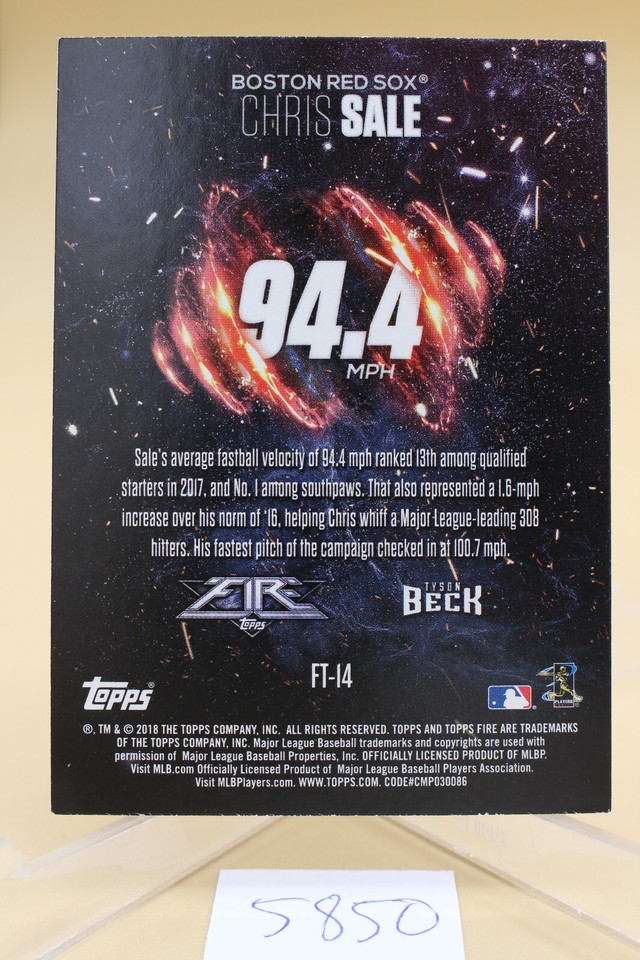 2018 Topps Fire - Flame Throwers Gold Minted #FT-14 Chris Sale NM+ | eBay