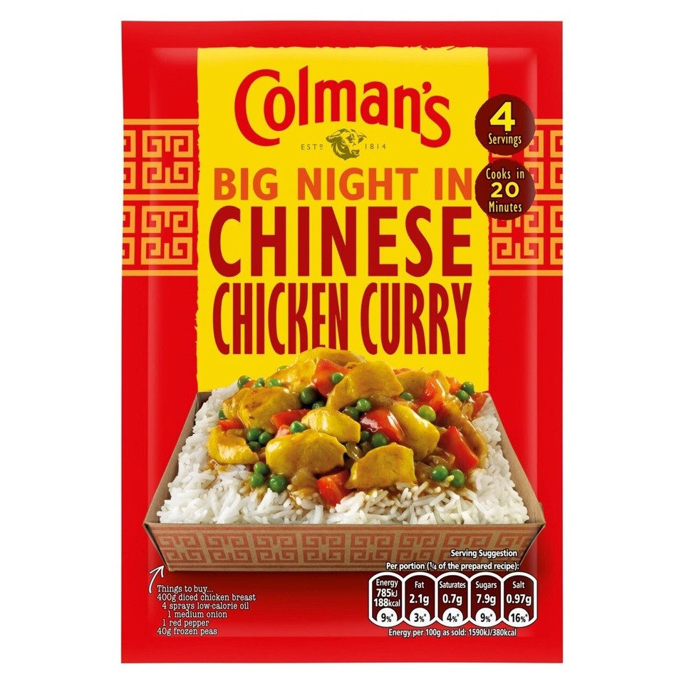 Colman's Chinese Curry Dry Seasoning Packet Mix 47g PACK OF 2 | eBay