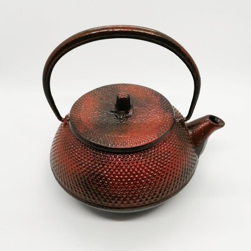 Nanbu Ironware Red Lacquer Teapot 10.5cm Handmade Limited Japan Morioka ...