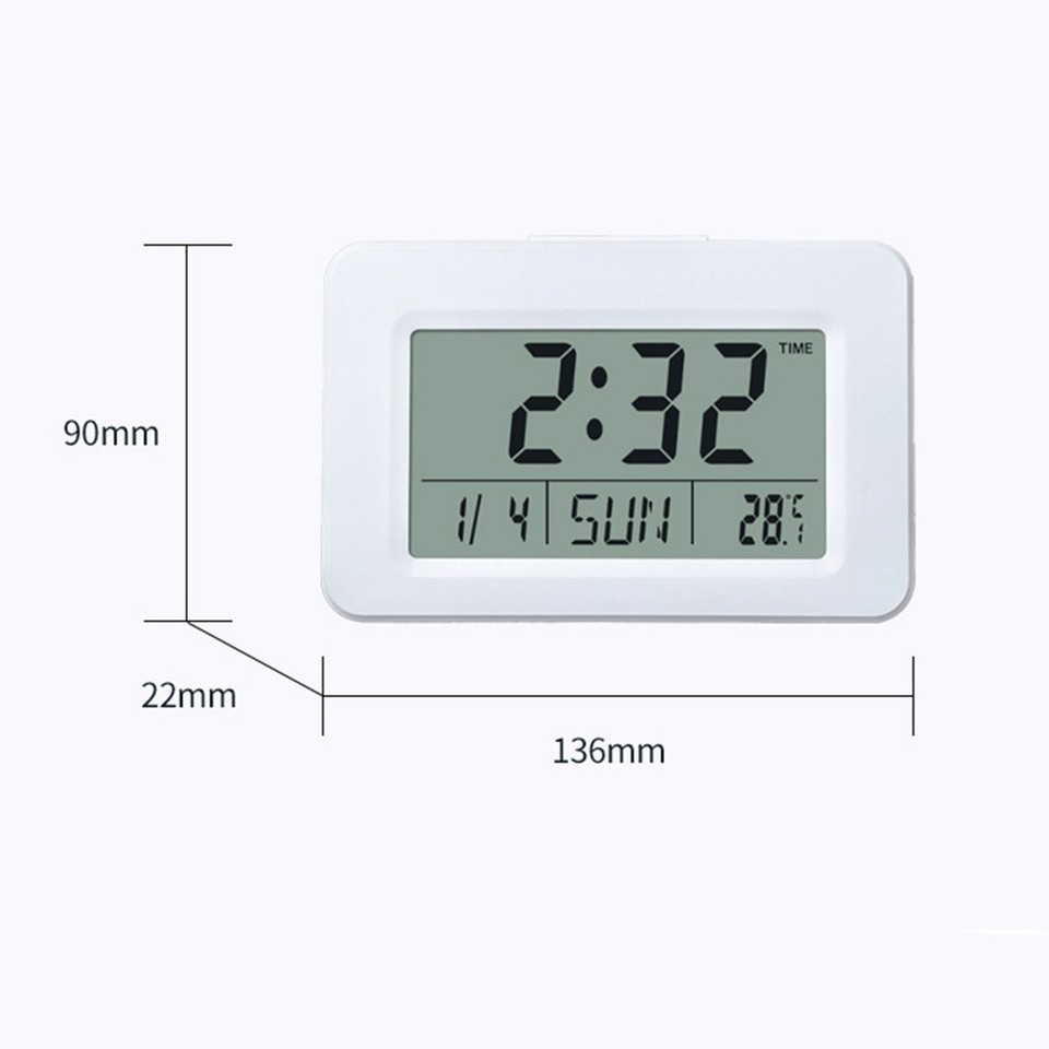 LCD Digital Clock Temperature Display Time Date Day Display 12/24 Hour ...