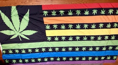 GIANT !!!!!!!!! 9’ 9” x 4’10” Pride Flag, Cannabis, Weed, Gay, Love, | eBay
