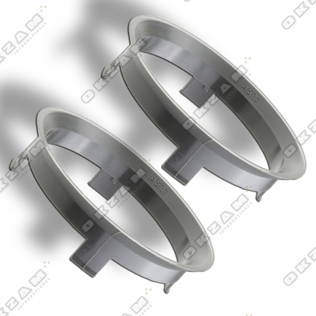2 WHEEL RIM SPACER SPIGOT RINGS FOR ALUMINIUM RIMS GREY - Ø 60.1 mm - ø ...