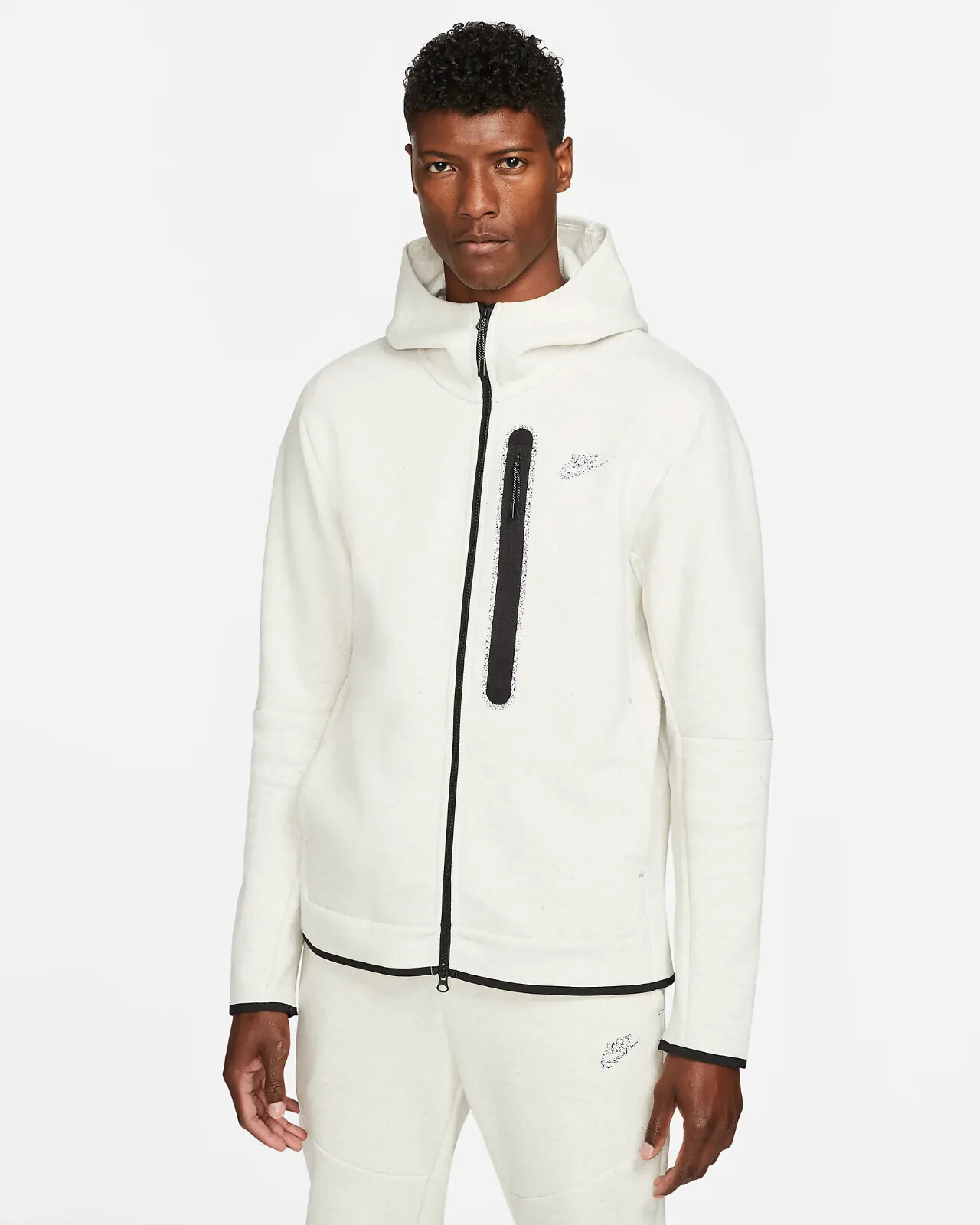 Men Nike Revival Tech Fleece Full-Zip Hoodie Sweatshirt White Heather ...