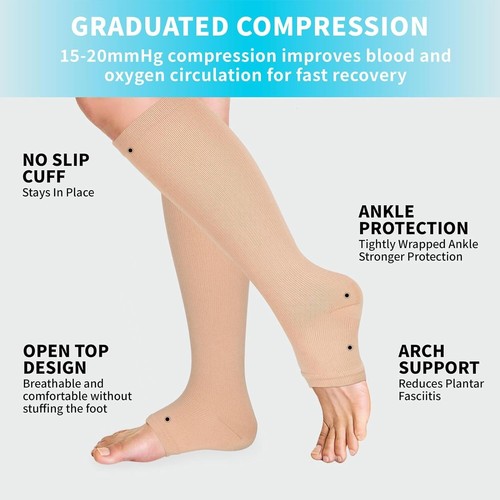 Graduated Compression Stockings Open Toe Toeless Compression Stockings ...