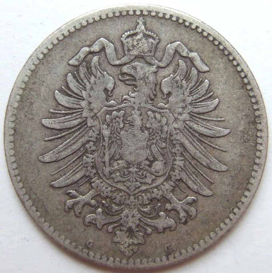 Coin Deutsches Reich Kaiserreich Silver 1 Mark 1882 G In Very Fine ...