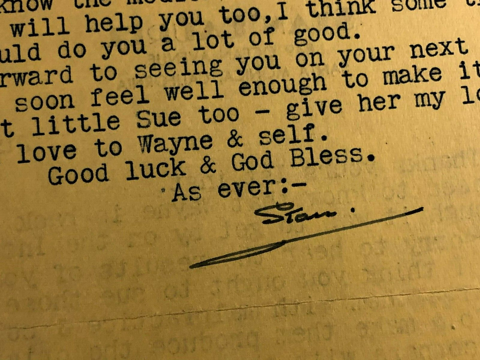 Very Rare Stan Laurel Very Personal Autographed Letter From '58 Laurel ...