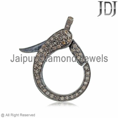 925 Solid Silver Genuine Pave Diamond 925 Lobster Clasp Finding ...