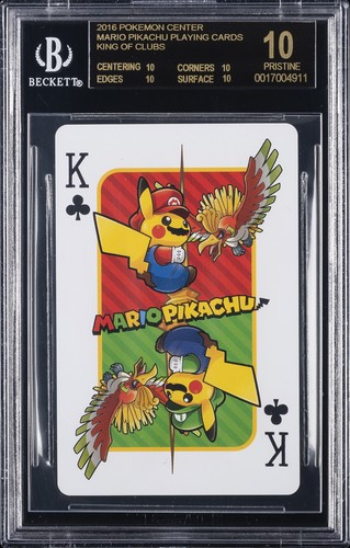 2016 POKEMON CENTER MARIO PIKACHU PLAYING CARDS KING OF CLUBS BGS 10 ...
