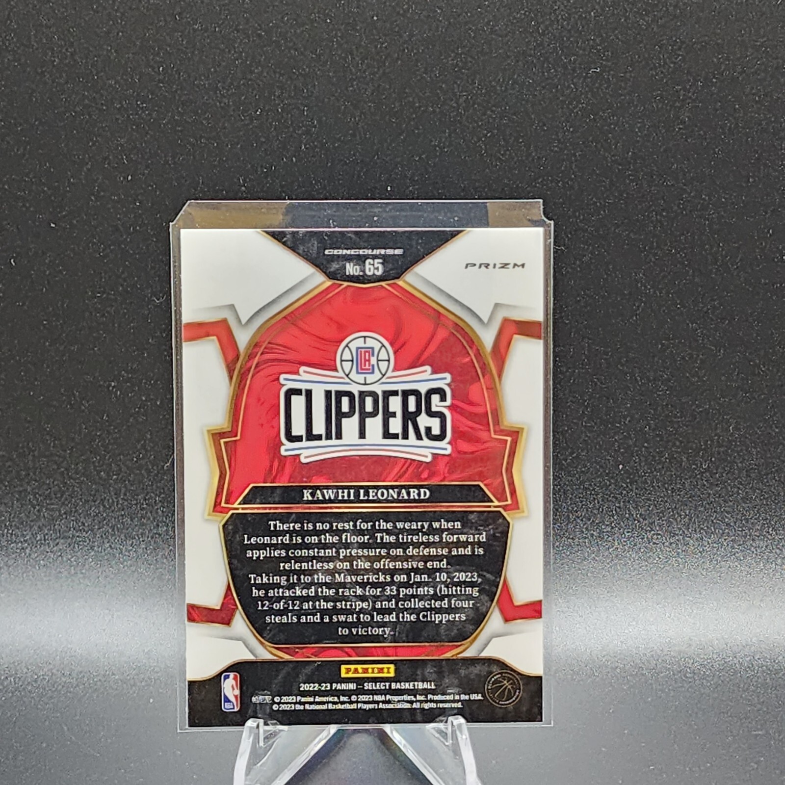 2022-23 Panini Select #65 Kawhi Leonard Concourse Orange Flash Clippers ...