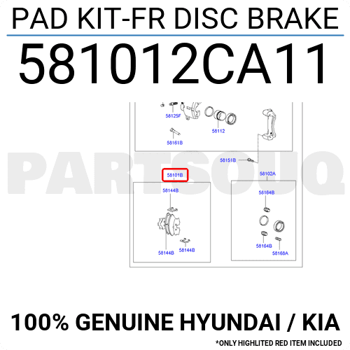 581012CA11 Genuine Hyundai / KIA PAD KIT-FR DISC BRAKE | eBay