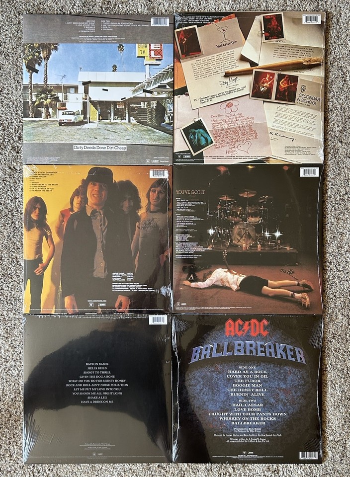 6 New AC/DC LPs Dirty Deeds, High Voltage, Powerage, Back In Black, Ballbreaker | eBay