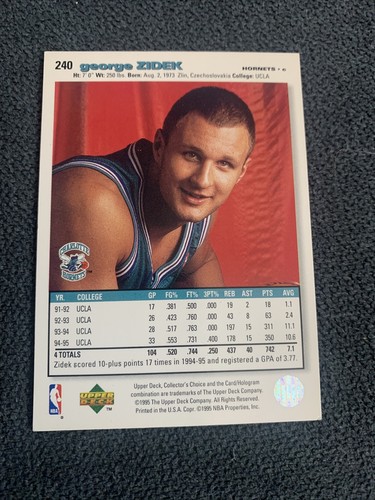 1995-96 Collector's Choice Basketball #240 George Zidek RC | eBay