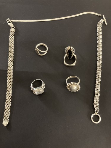67 GRAMS Wear Or Scrap Sterling Silver Jewelry Stamped Lot 8 Pieces ...