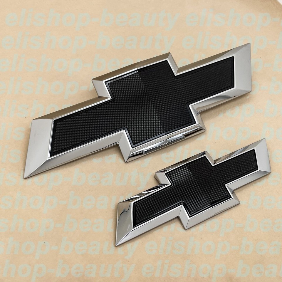 2015-2020 Chevrolet Tahoe Suburban Front & Rear Chrome Black Bowtie ...