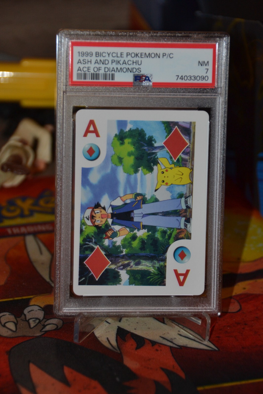 Pokémon TCG PSA 7 1999 Bicycle Ash and Pikachu Ace of Diamonds Pop 1 | eBay