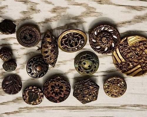 Lot Of 15 Vintage Unique Buttons Mixed Metal Mirrored Faceted | eBay