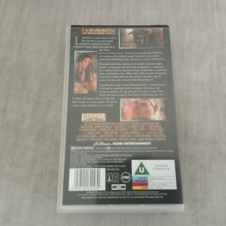 Labyrinth (VHS Video Tape PAL 1999) Jim Henson / David Bowie (Fantasy ...