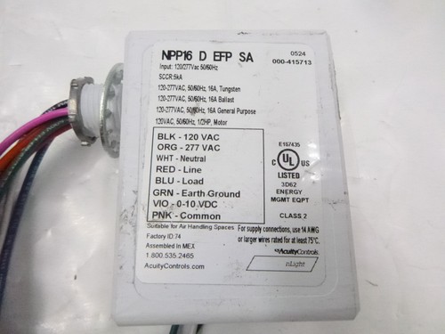 Acuity NPP16-D-EFP Sensor Switch NLight Power Relay Pack 120/277VAC 50 ...