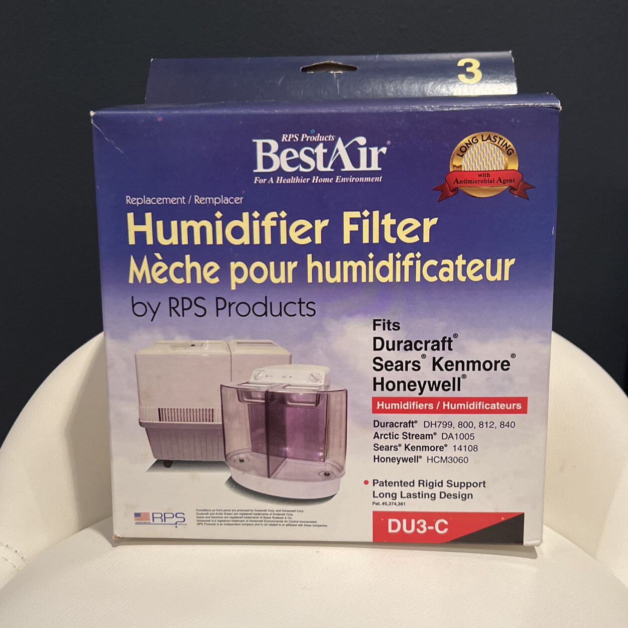 BestAir Extended Life Humidifier Filter - White, Pack of 3 (DU3-C) for ...