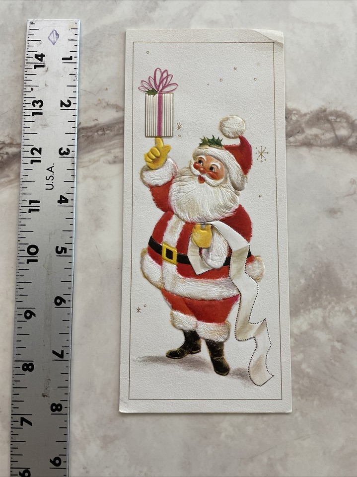60s Classic Santa Long List Pretty Present Finger Tip VTG Christmas ...