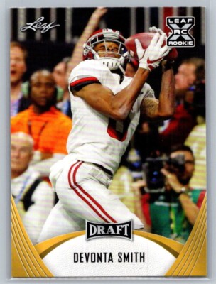 DeVonta Smith 2021 Leaf Draft Football Gold Parallel XRC Rookie Card ...