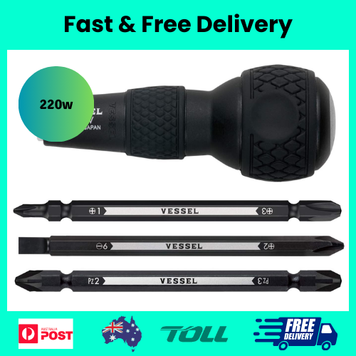 VESSEL 220W-3 Ball Grip Screwdriver Set Pozidriv Flat JIS Tips Made in ...