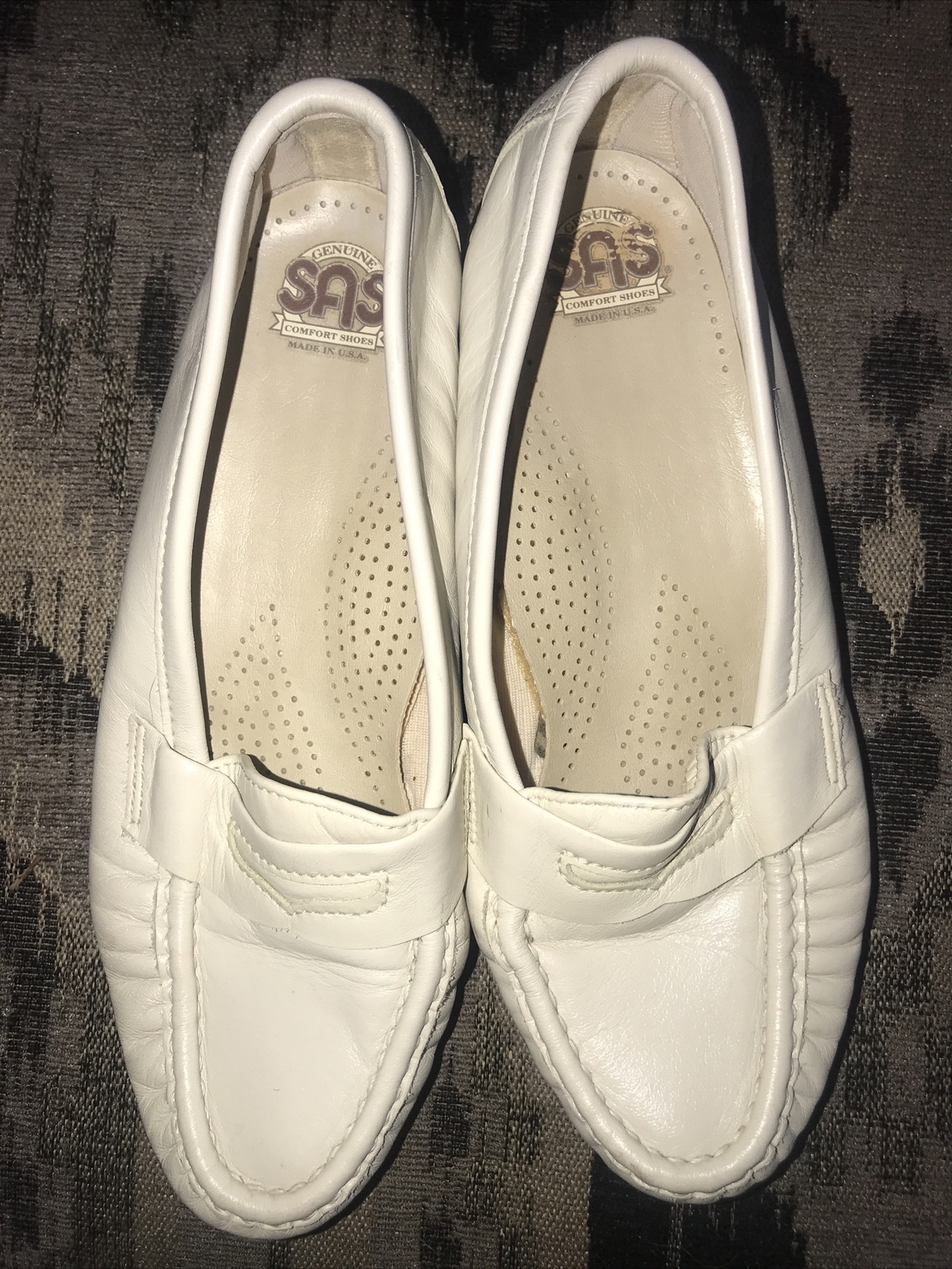 SAS Bone LEATHER PENNY LOAFERS WALKING COMFORT DRESS SHOES US WOMENS SZ ...