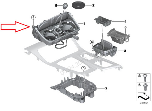 NEW BMW 5 F10 FRONT CENTER CONSOLE CUP HOLDER 51169277262 9277262 2015 ...