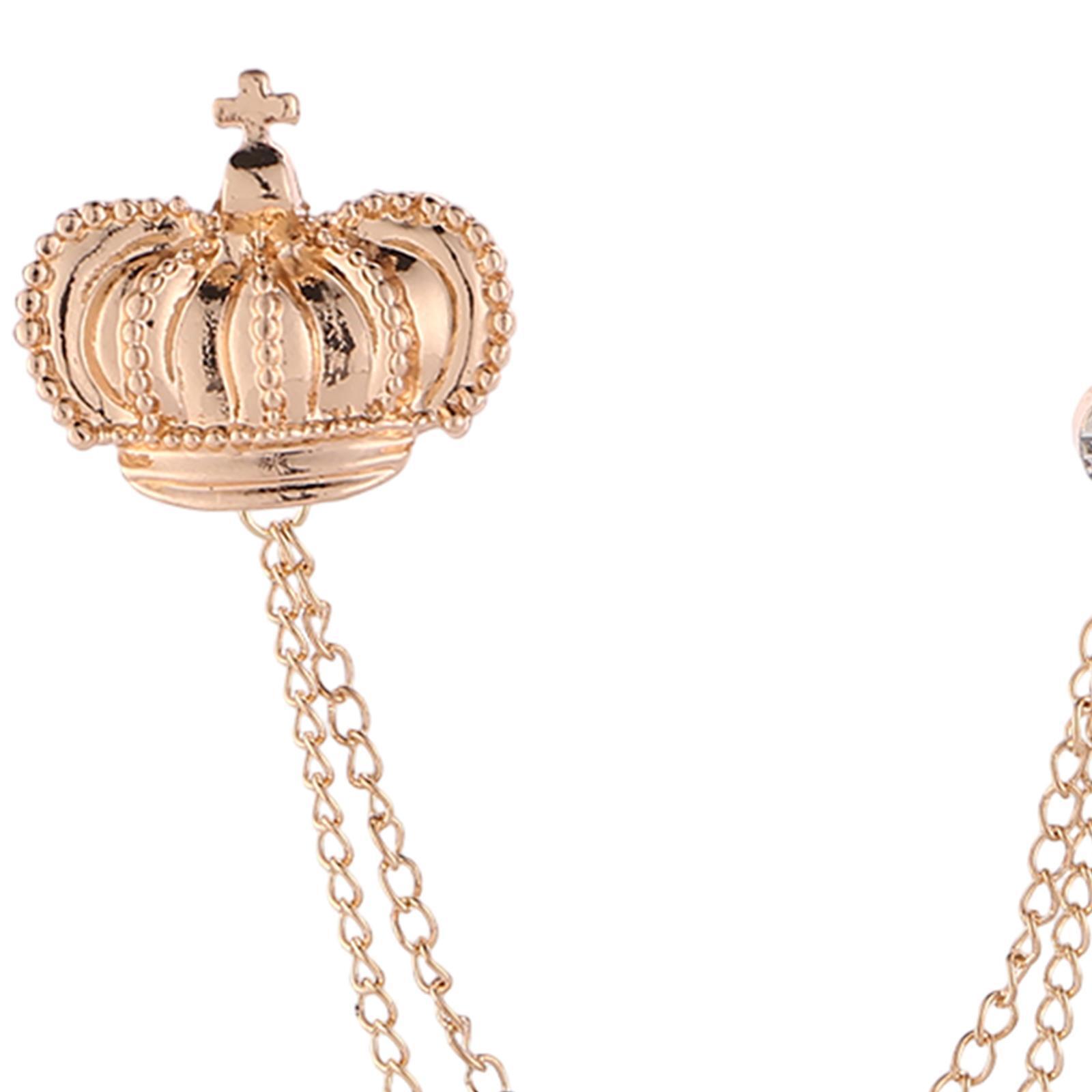 Crown Brooch Pin Chain Brooch with Chain Anniversary Exquisite Men's ...