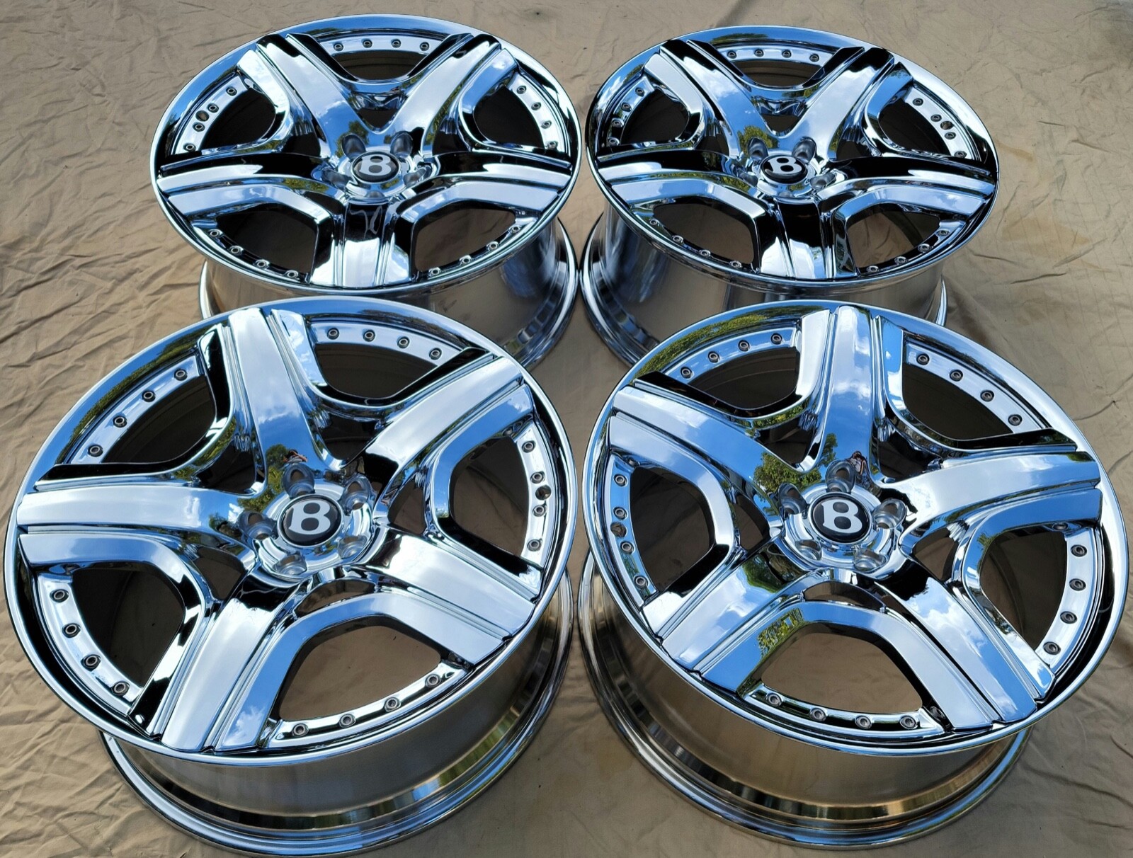 21 NEWLY CHROME BENTLEY MULLINER OEM FACTORY WHEELS RIMS FLYING SPUR ...