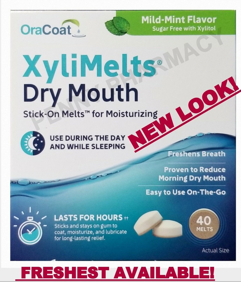 Xylimelts Dry Mouth Discs MILD MINT 40ct ( 3 pack ) 120 tabs! NEW LOOK ...