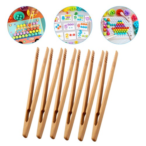 6 Pcs Tweezers Tool Parent-child Fine Motor for Kids Wooden Tongs | eBay