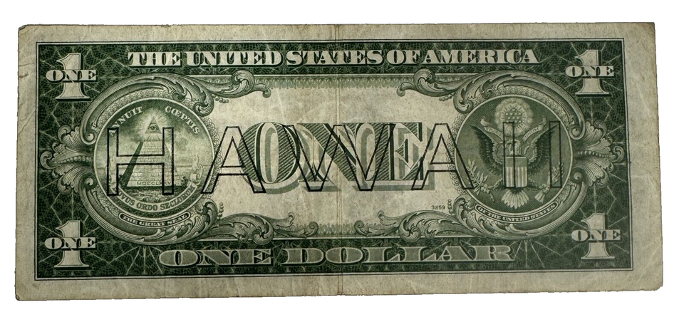 1935 Series A US Silver Certificate $1 Hawaii Overprint Banknote Paper ...