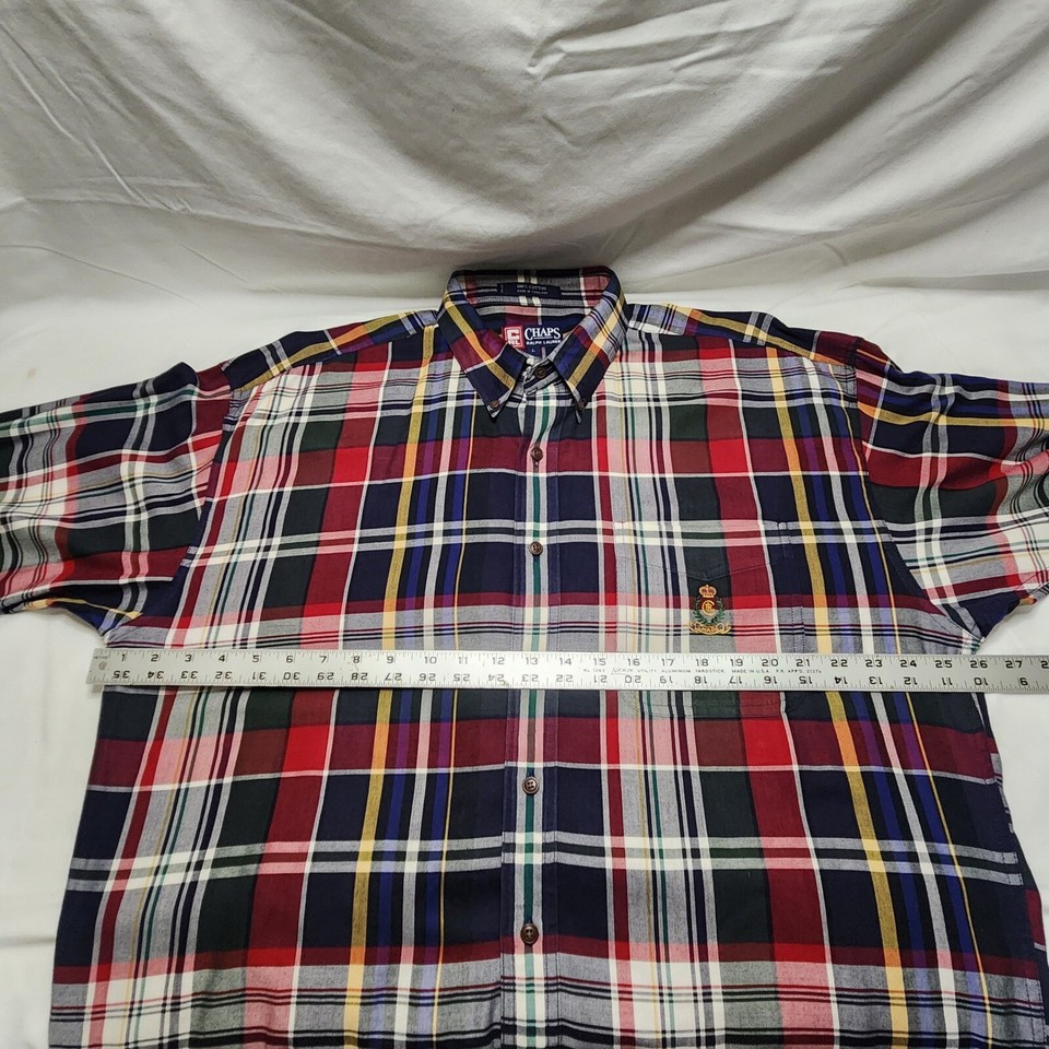 Chaps Ralph Lauren Plaid Button Down Long Sleeve Shirt Crown Logo Mens ...