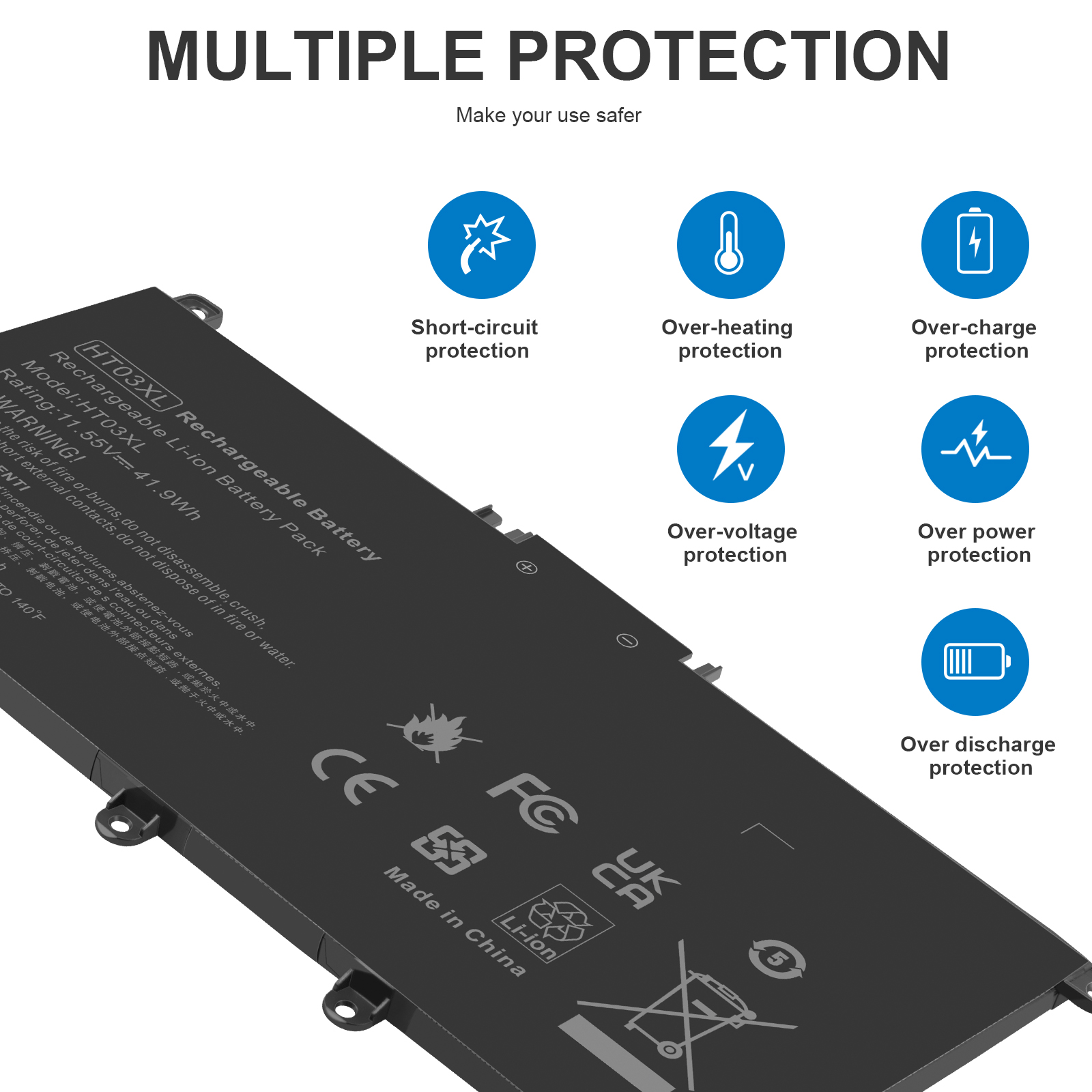 HT03XL Battery for HP 240 245 250 255 G7 Series Pavilion 14-DQ0000 ...