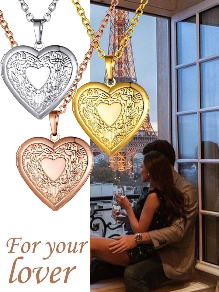 Gold Heart Lockets for Women, 18K Gold Plated Love Locket Necklace That ...