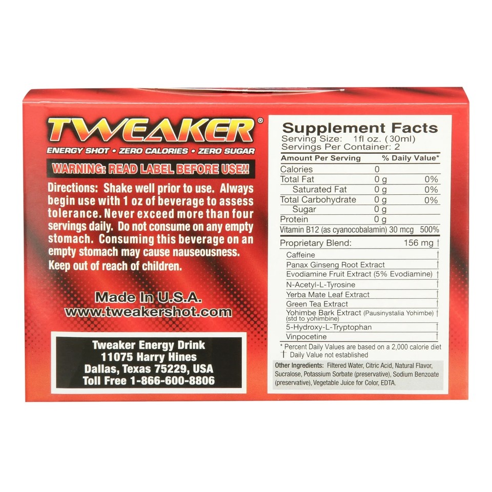 Tweaker Energy Shot, Pomegranate, 2 fl oz, 24 Count - FREE SHIPPING | eBay