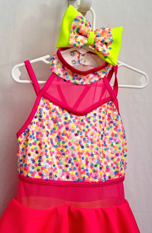 Weissman dance costume IC (7) - Neon Yellow and Neon Pink with matching ...