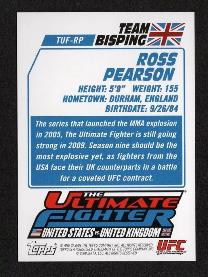 2010 Topps UFC Ross Pearson Rookie 1st Auto TUF Signed On-Card ...