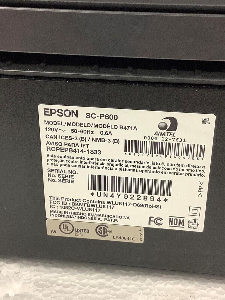 EPSON ULTRACHROME HD Surecolor P600 SC-P600 B471A Color Printer, No Ink ...