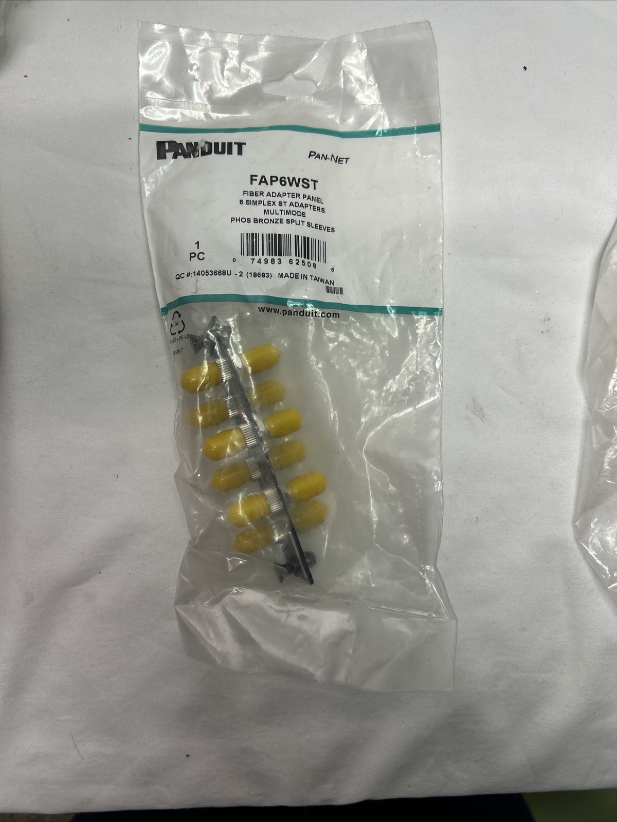 PANDUIT FAP6WST MULTIMODE 6 SIMPLEX ST ADAPTERS FIBER ADAPTER PANEL PAN ...