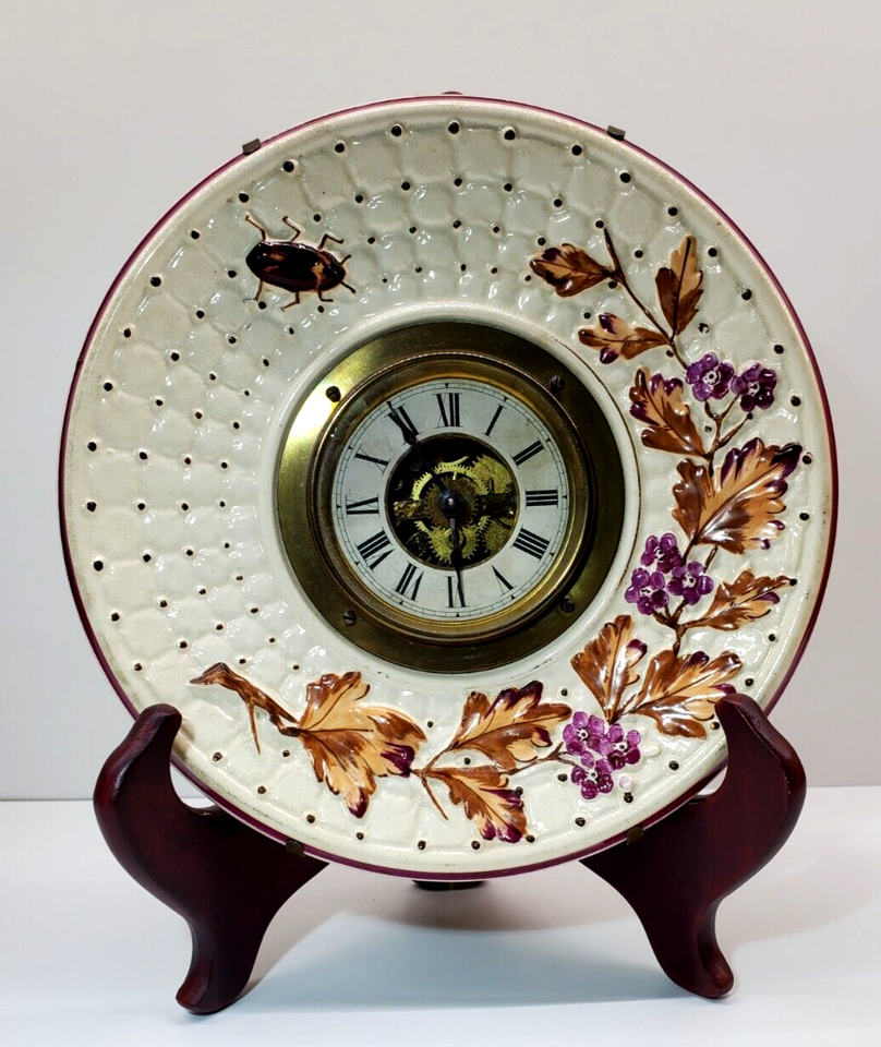 AVALON FAIENCE Antique Majolica Plate CLOCK 1880s | eBay