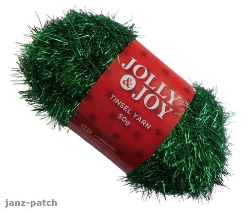 6 x 50g - Jolly & Joy Tinsel Knitting & Crochet Yarn - Green - 100m per ...