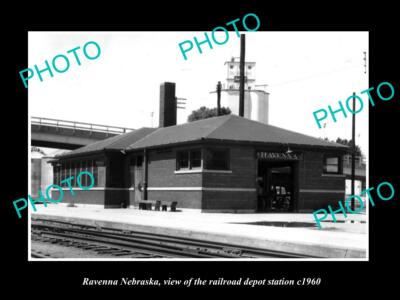 OLD POSTCARD SIZE PHOTO OF RAVENNA NEBRASKA THE RAILROAD DEPOT STATION ...
