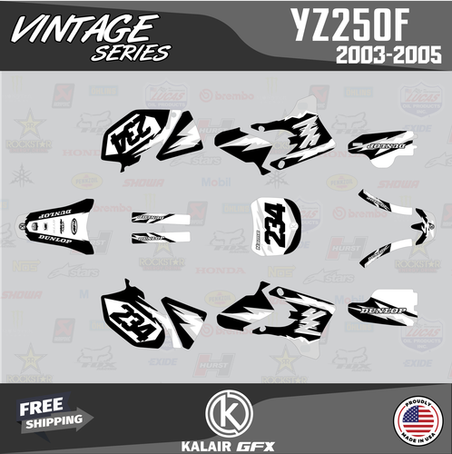 Graphics Kit for Yamaha YZ250F (2003-2005) YZ 250F Vintage - WHITE | eBay