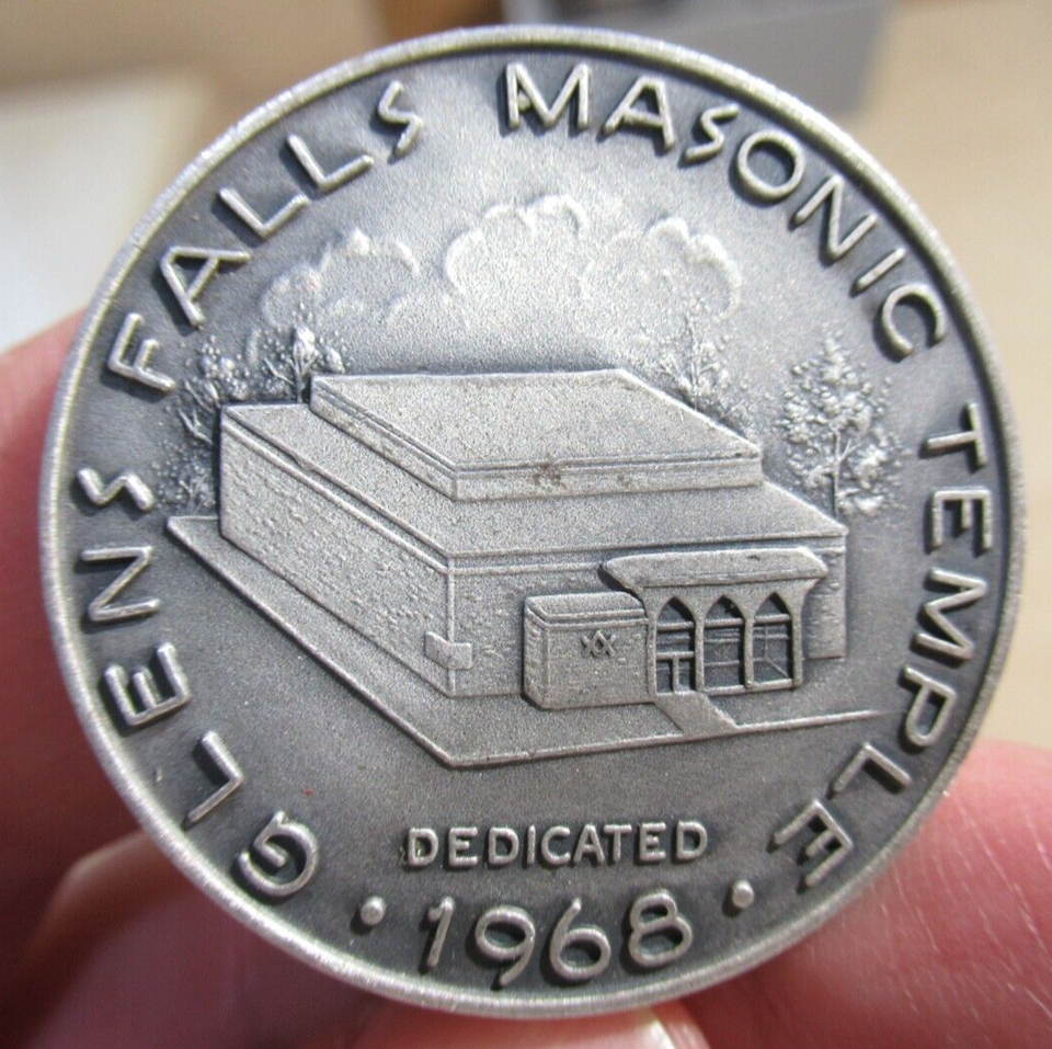 RARE 1968 GLENS FALLS MASONIC TEMPLE TOKEN, 1 OZ. 999 FINE SILVER ...