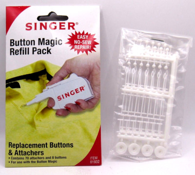 SINGER BUTTON MAGIC EASY NO SEW REPAIR 3 Pack | eBay